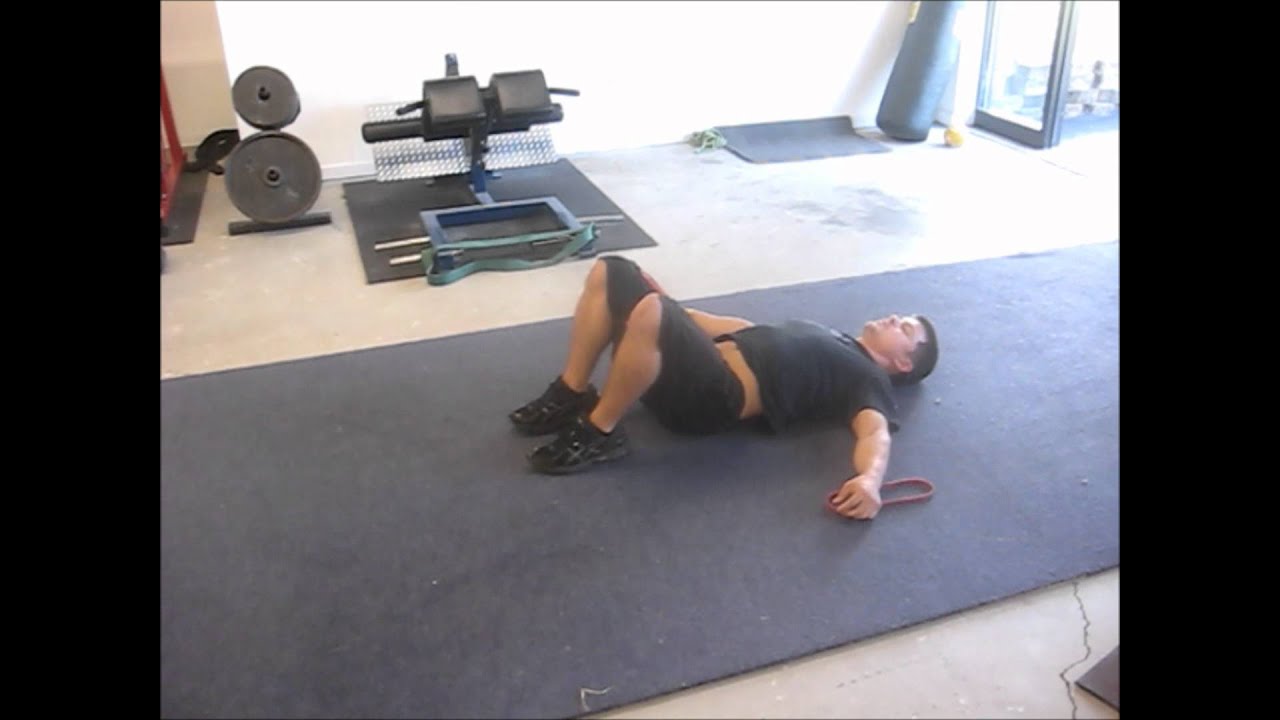 Glute Bridge + External Rotation w/ 10ct Isometric Hold - YouTube