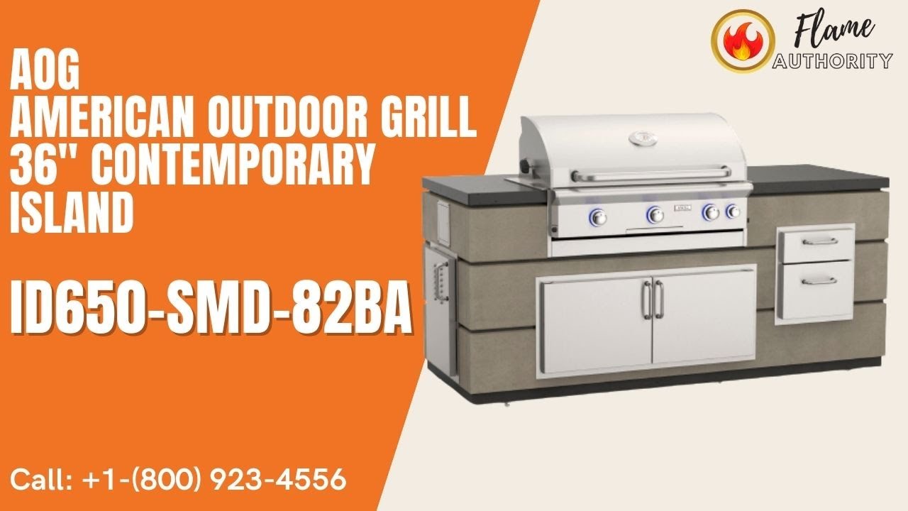 AOG American Outdoor Grill 36" Contemporary Island ID650-SMD-82BA - YouTube