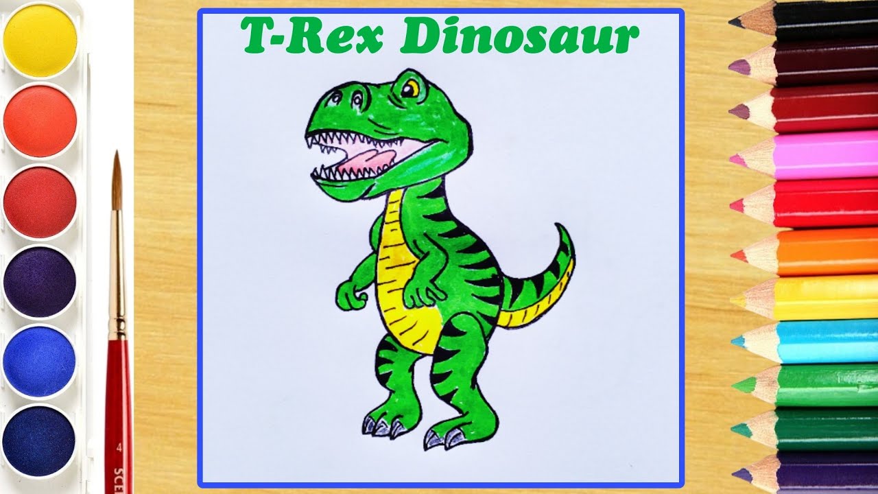 How To Draw a T-Rex Dinosaur | ️💙 T-rex dinosaur drawing for kids - YouTube