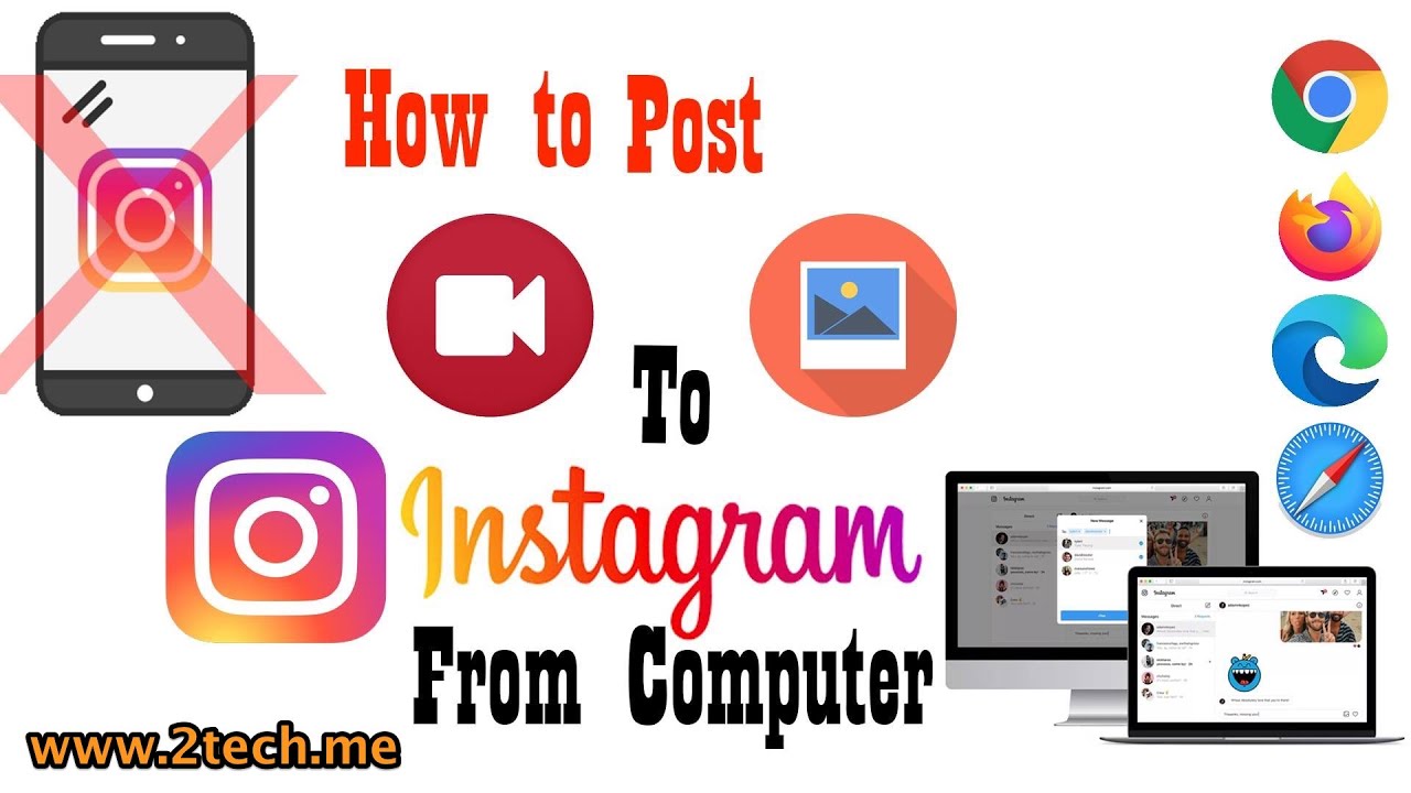 How to post photo and video to Instagram from computer - YouTube