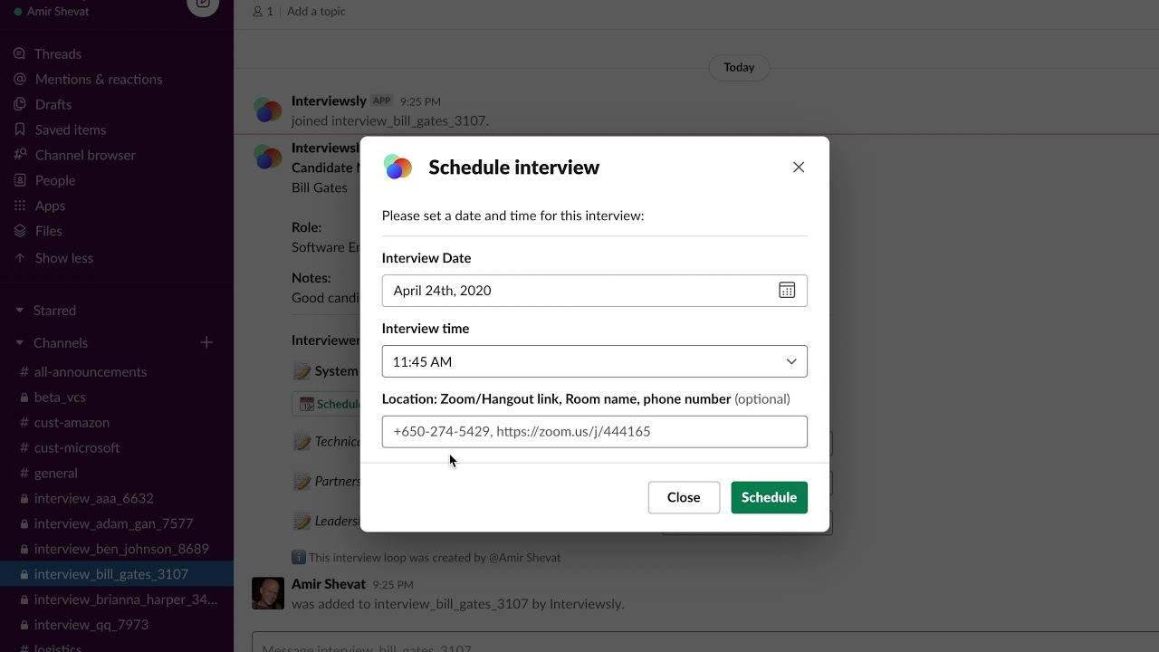 Interviewsly on Slack walkthrough - YouTube