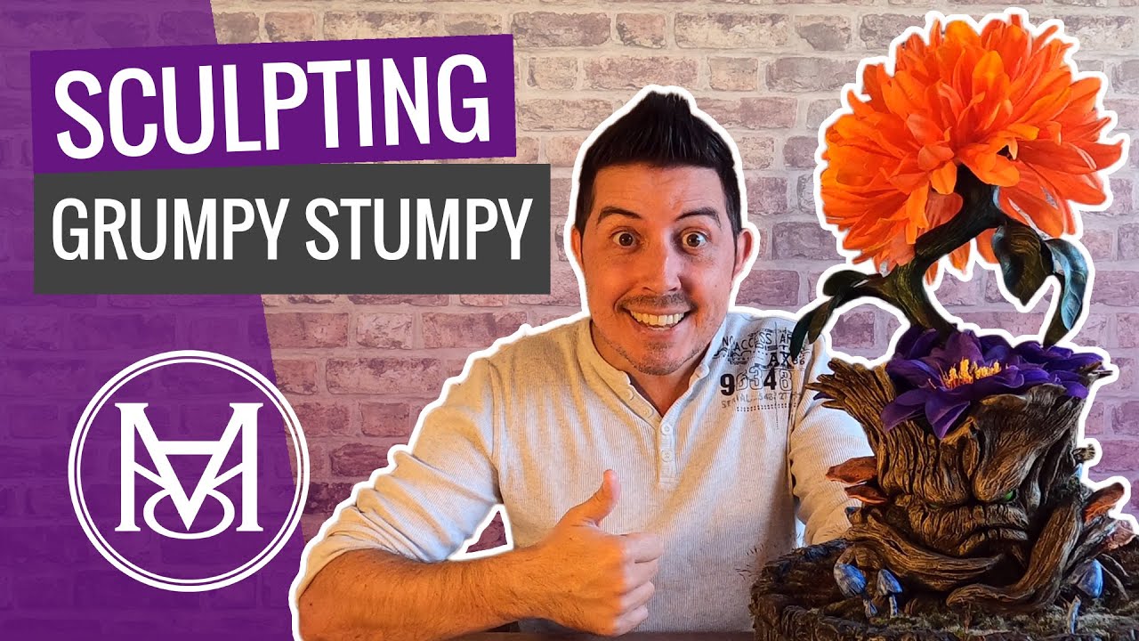 AMR Academy - Sculpting Grumpy Stumpy (how to sculpt a tree with clay ...