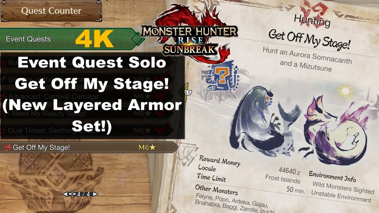 MHR Sunbreak Event Quest Solo - Get Off My Stage! (New Layered Armor ...