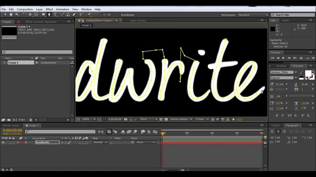 After Effect Tutorial Handwriting Text Effect Self Writing - YouTube