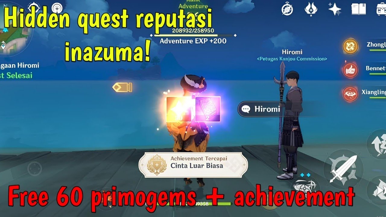 Hidden quest reputasi inazuma, Penjagaan hiromi! free 60 primogems ...