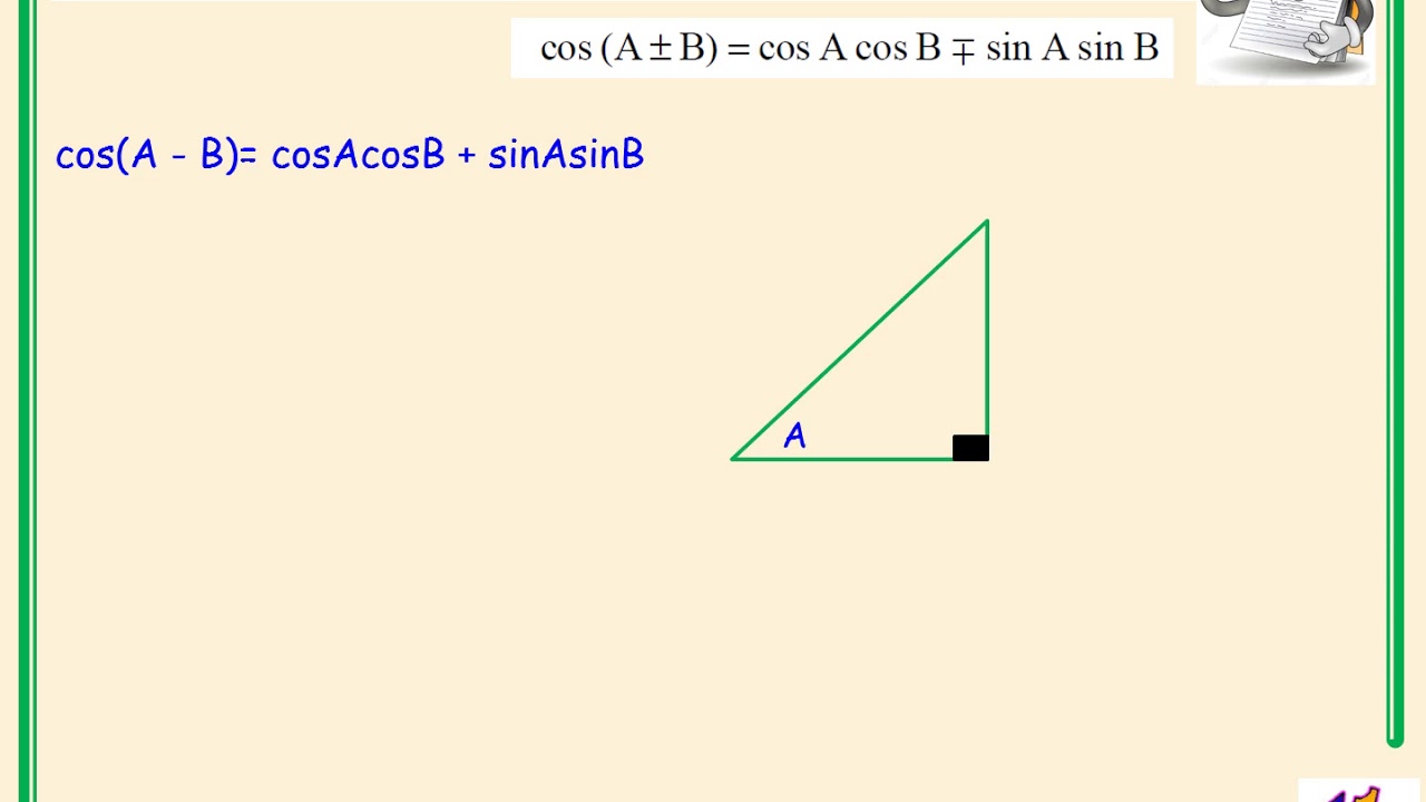 Higher Mathematics Trigonometry Video 6 - Compound Angles Cosine Rules ...