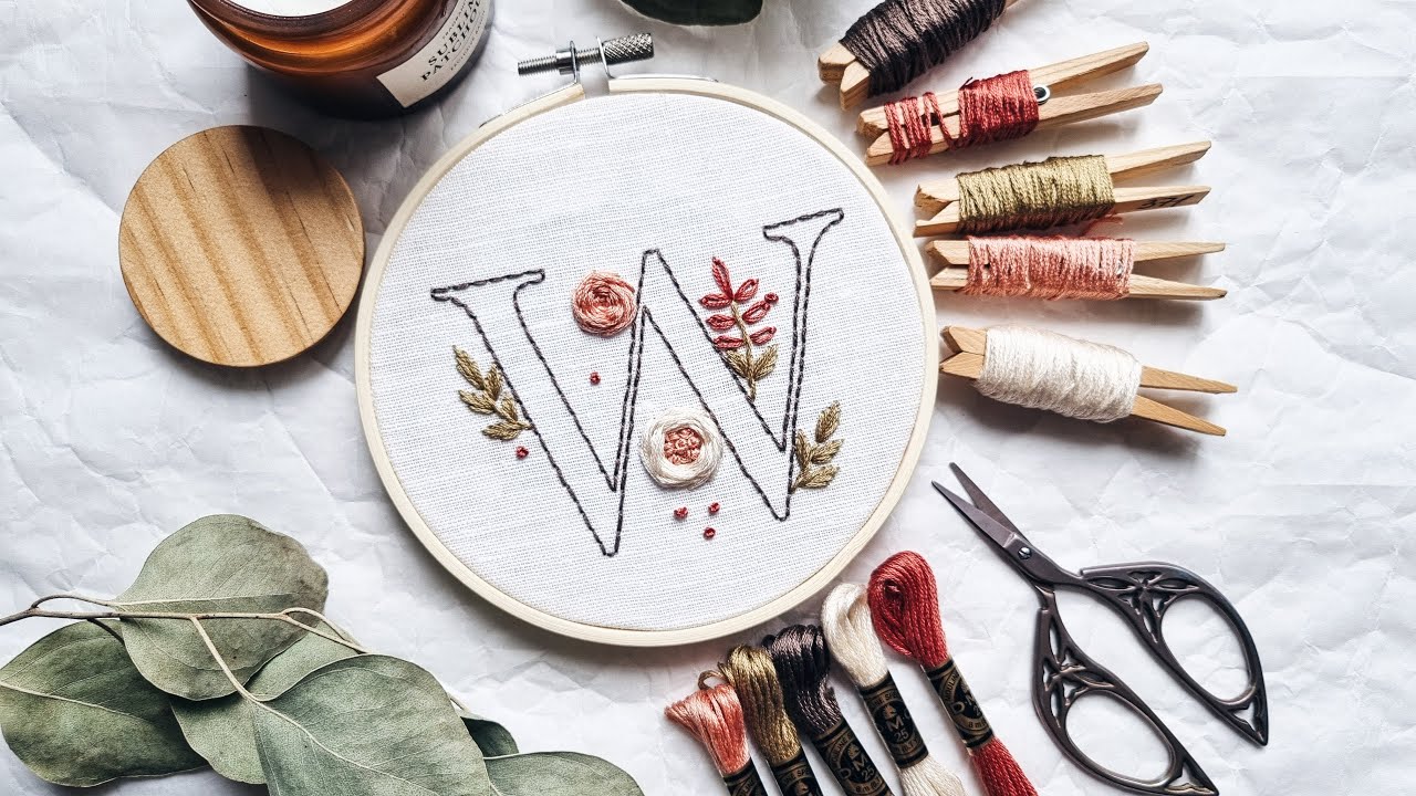 Letter W | Alphabet Embroidery pattern | Embroidery for beginners - YouTube