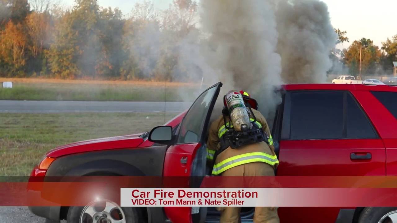 CAR FIRE- fire extinguisher demonstration - YouTube