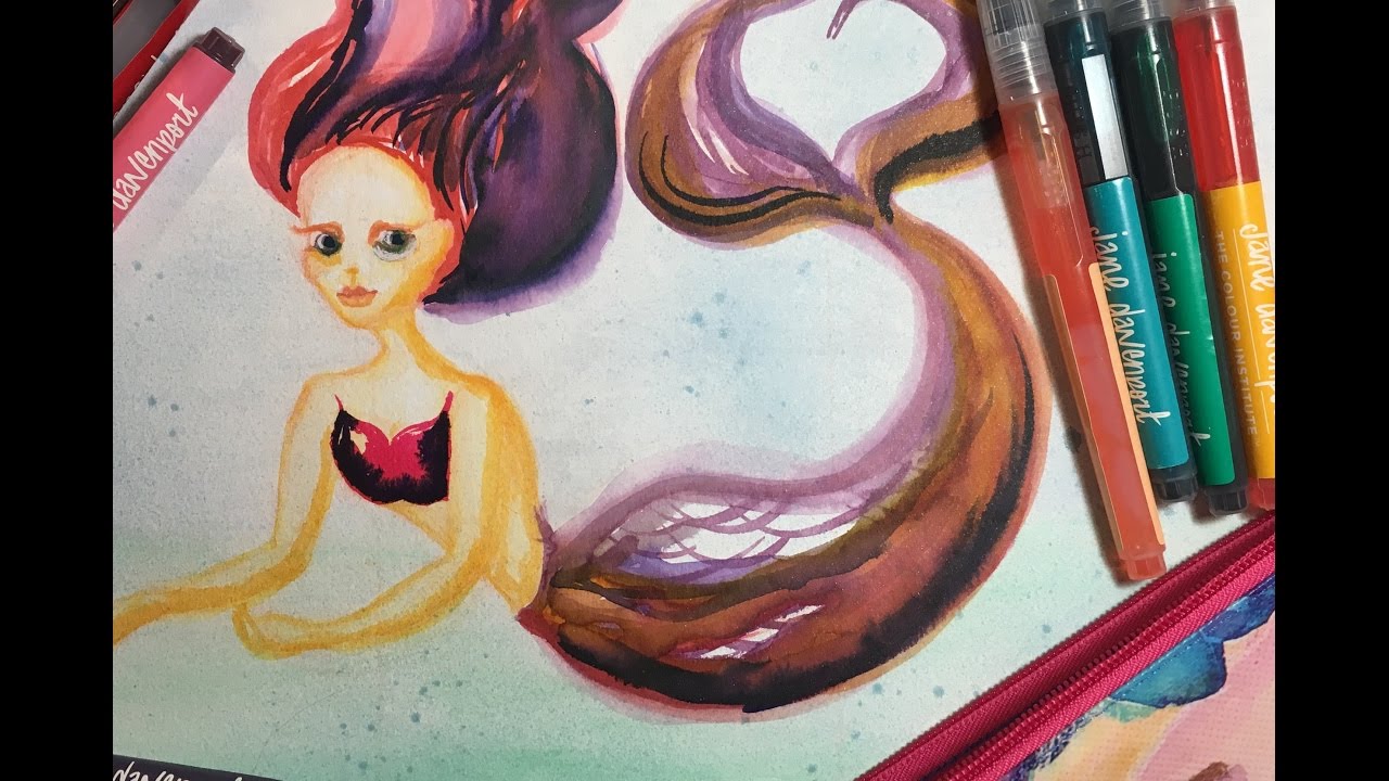 Jane Davenport Mermaid Markers Speedpaint Haunted Mermaid - YouTube