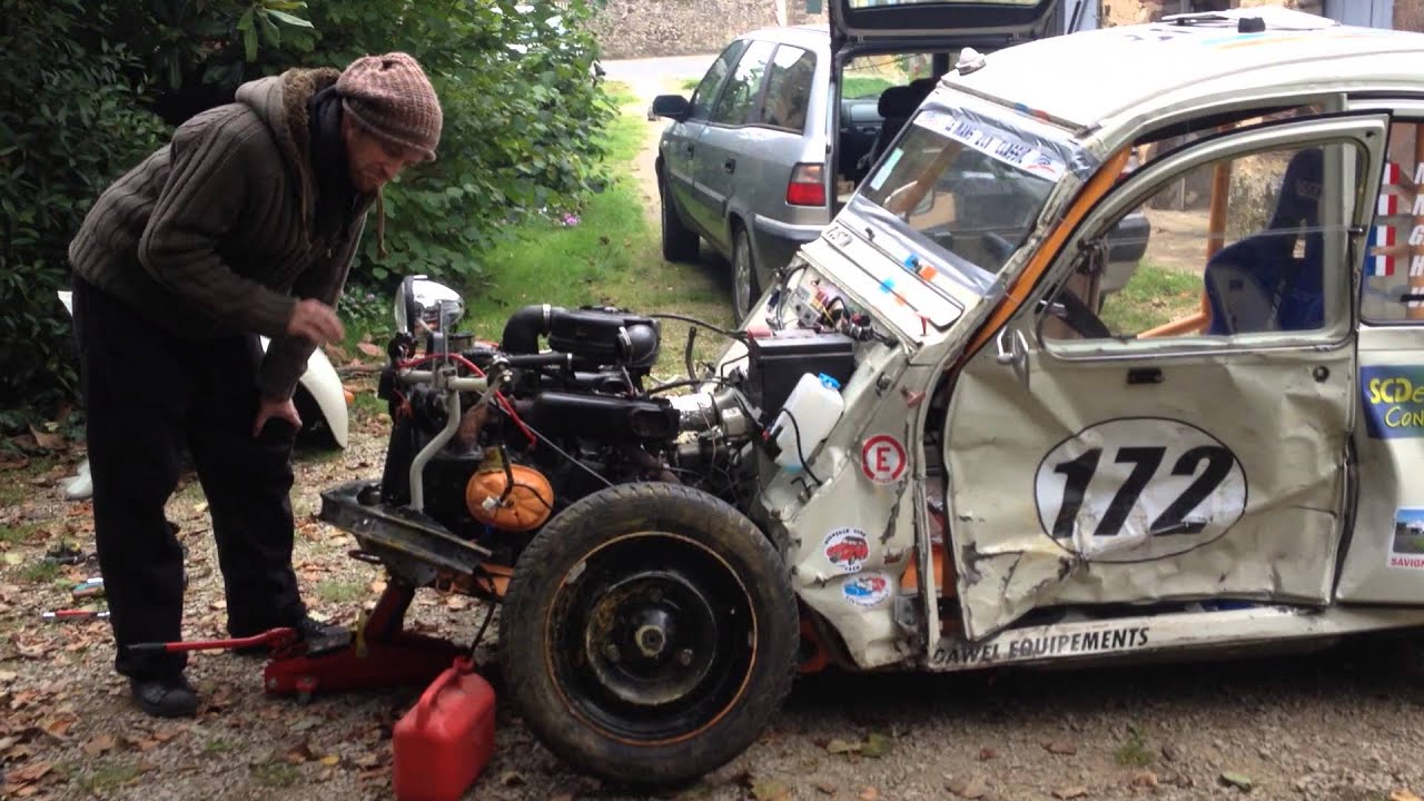LE MANS 2CV CLASSIC. Redémarrage du moteur de Rust'in après le Crash ...
