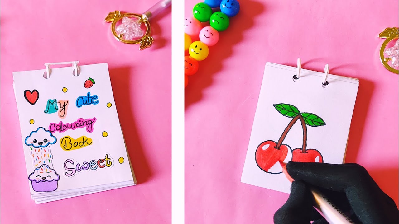 How to make Colouring Book / Easy Paper colouring book making / DIY ...