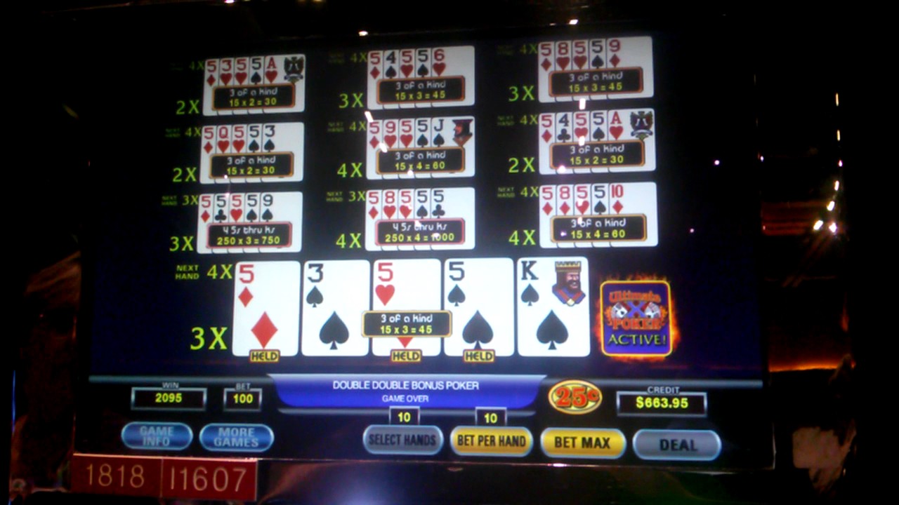 Fives draw 10 play Double double bonus video poker - YouTube