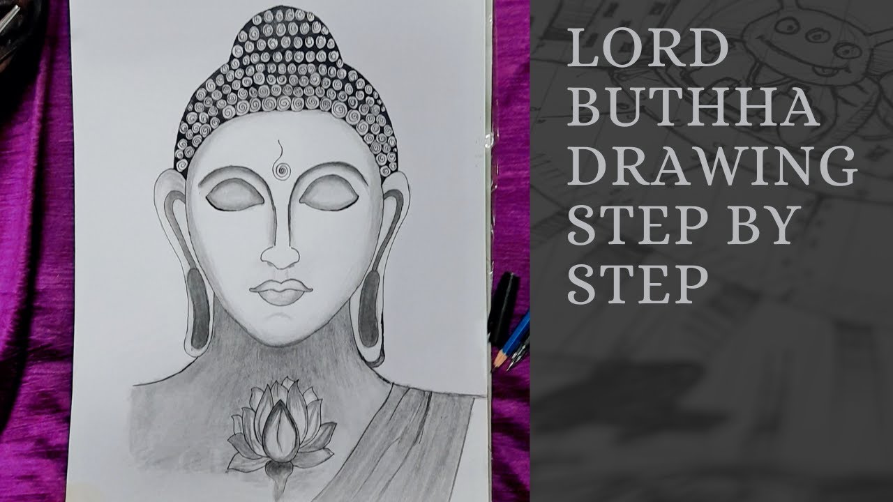 Lord Budhha Drawing step to step // sketch // How to draw Lord Budhha ...