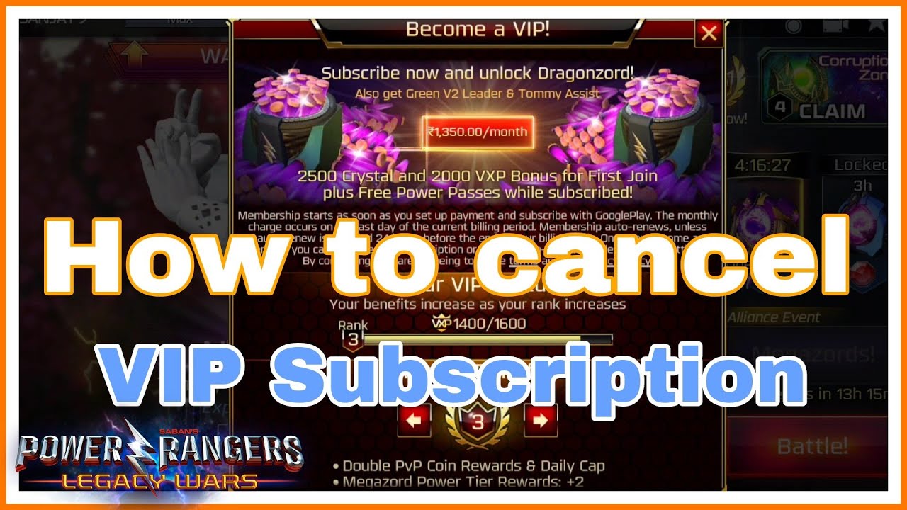 How to cancel VIP subscription in Power ranger legacy wars | The sanjay ...