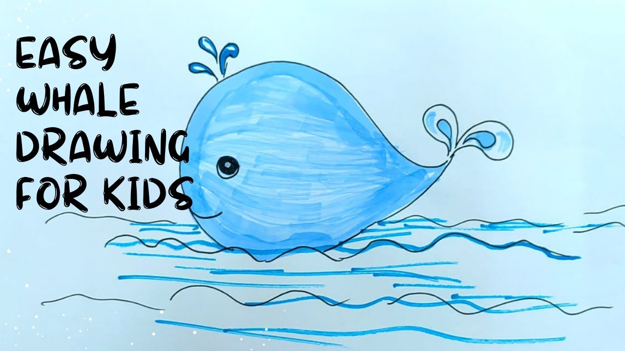 Easy Whale drawing for kids 🐋 | Easy drawings for kids | Cute Whale ...