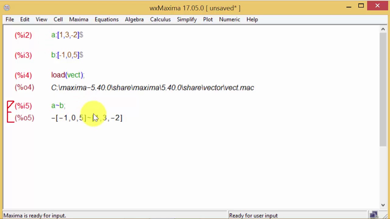 wxMaxima Cross Product - YouTube