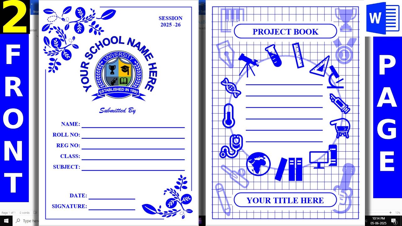 2 Front Page Design for School Project in Word - Cover Page Design for ...