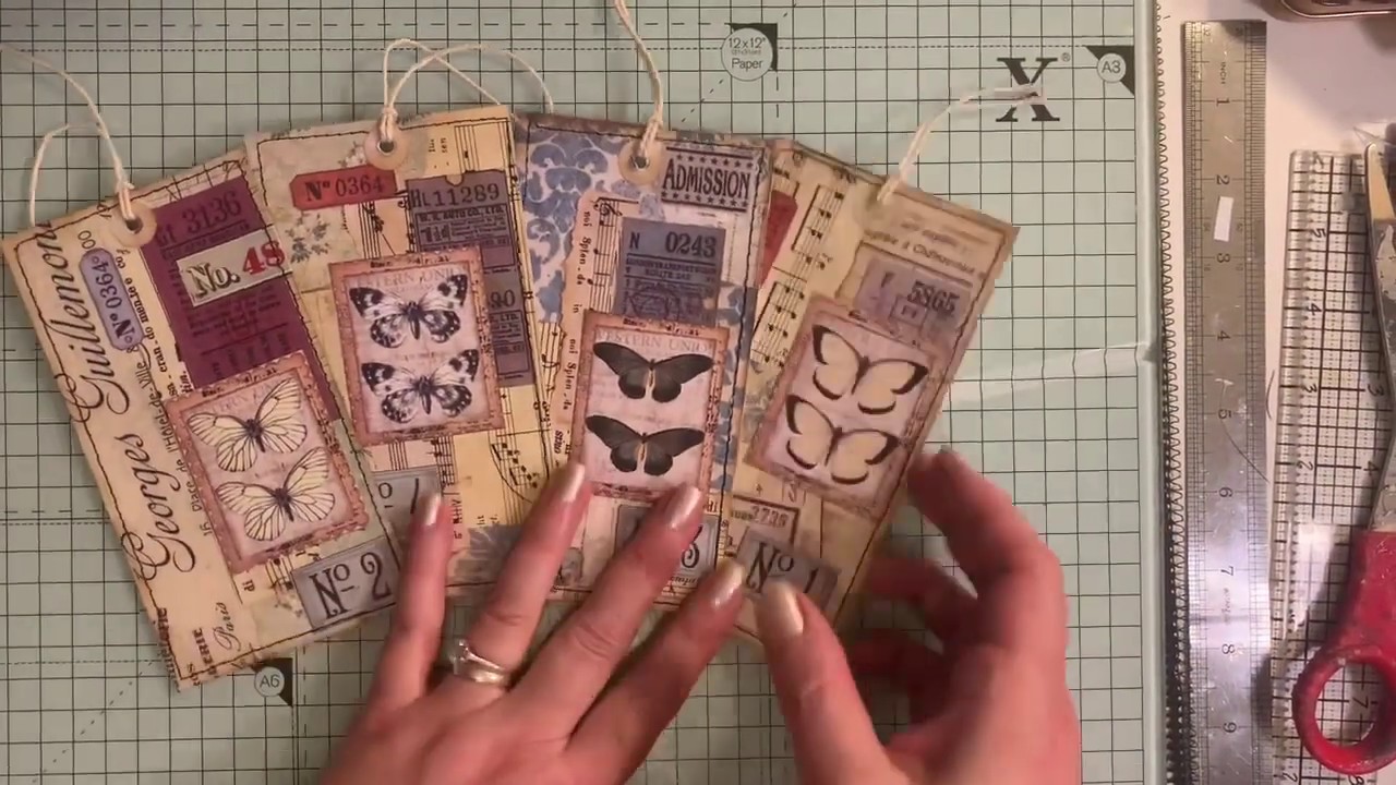 Lets make : decoupage tags tickets Butterflies ARTYMaze #decoupagedtags ...