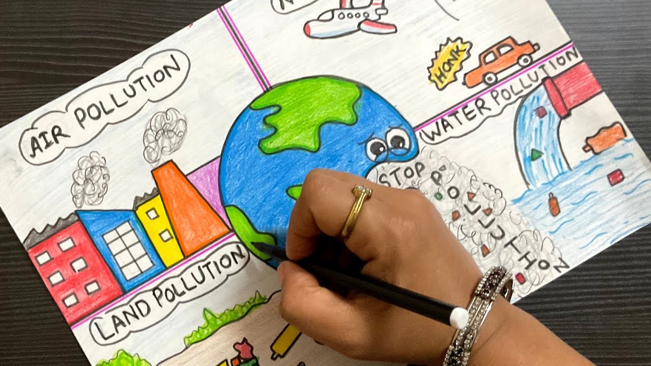 Stop Pollution drawing / Types of Pollution drawing / Environment day ...