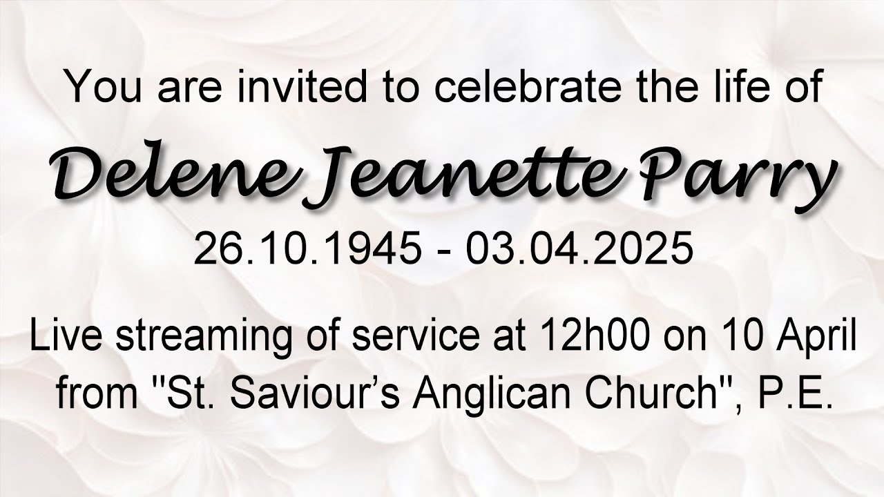 Delene Jeanette Parry - Thur 10 Apr 12h00 - YouTube