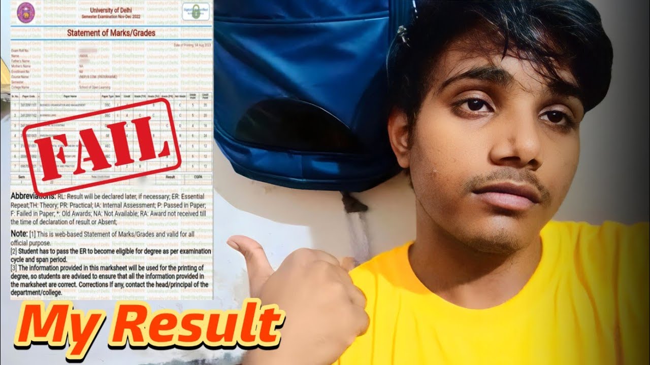 My 1st semester Results Declared | Pass OR Fail | #dusolexam - YouTube