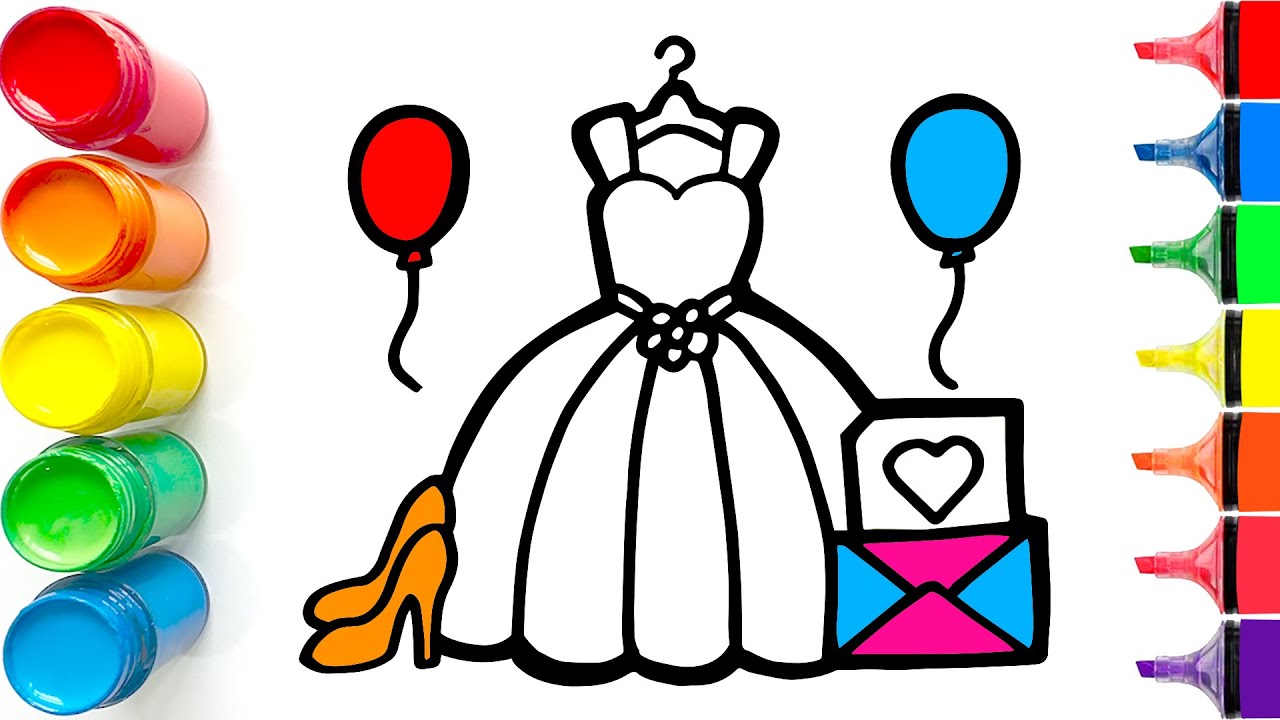 How to Draw a Bride Dress with Accessories | Easy Step by Step Tutorial ...