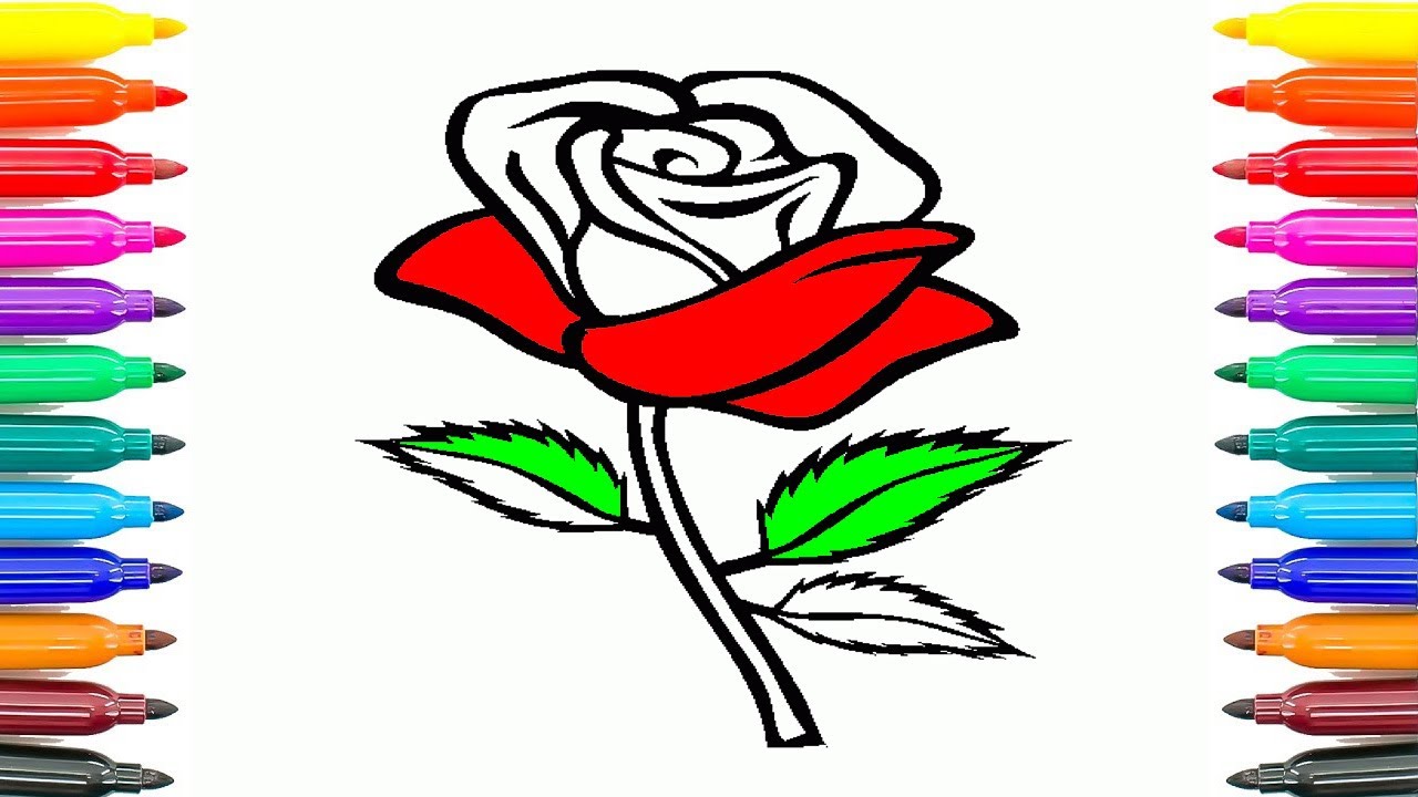 How To Draw Rose Easy Coloring Pages for Kids How to Paint Rose Easy ...