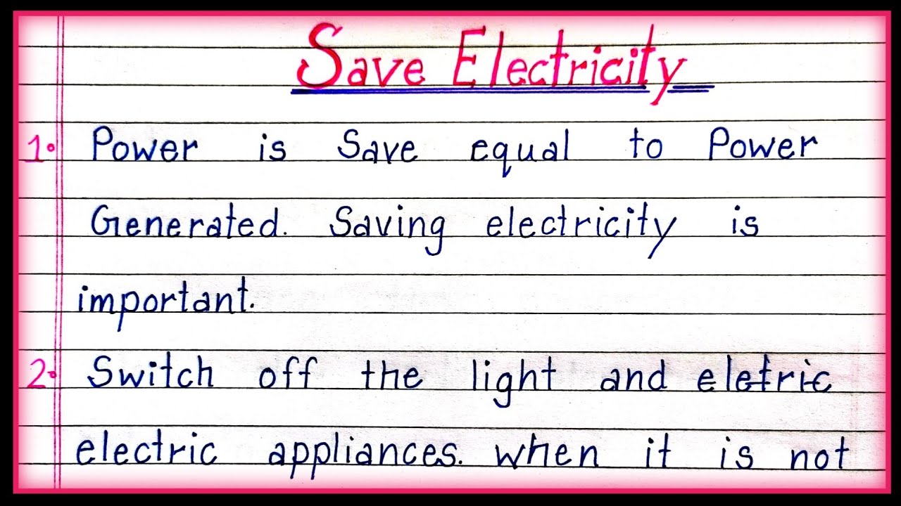 10 Lines on Save Electricity in English| - YouTube