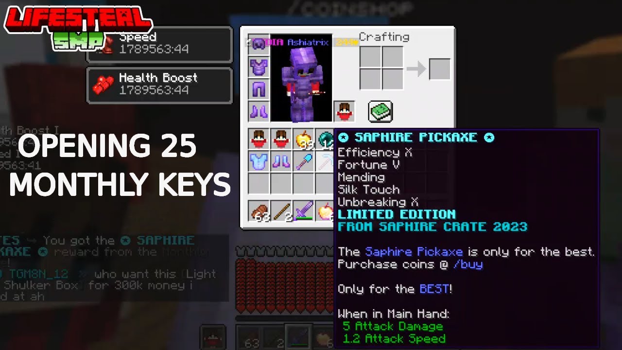 I Opened 25 MONTHLY CRATES !!! Apple Mc Minecraft Server LifeSteal SMP ...