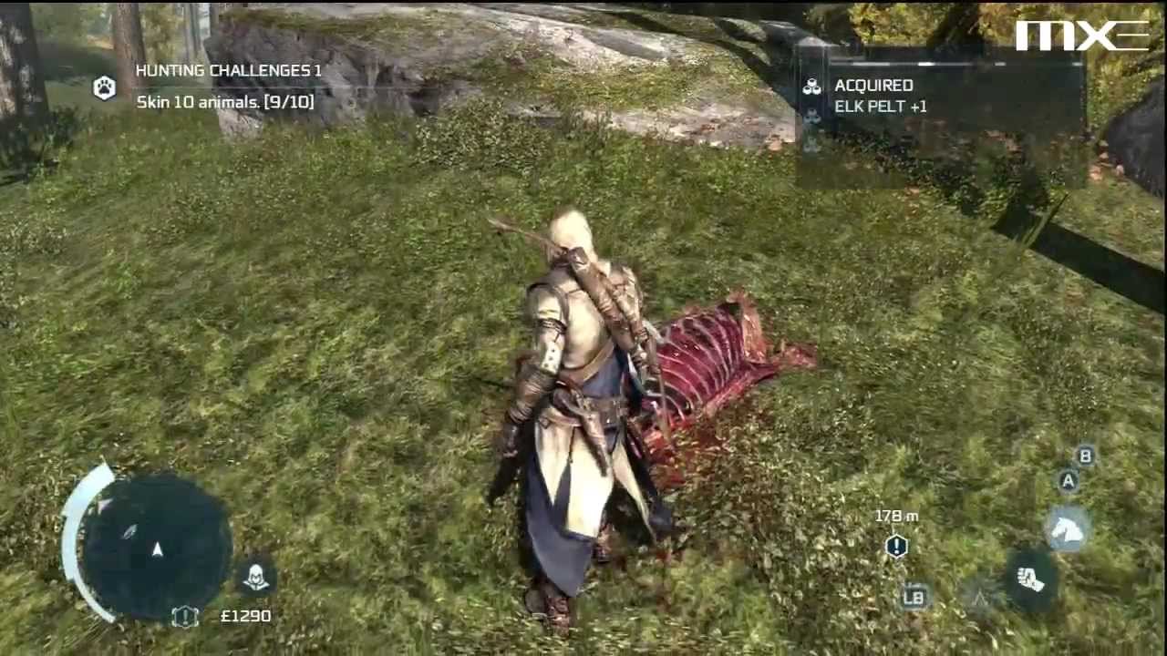 Assassin's Creed 3 - Hunting And Skinning An Animal HD - YouTube