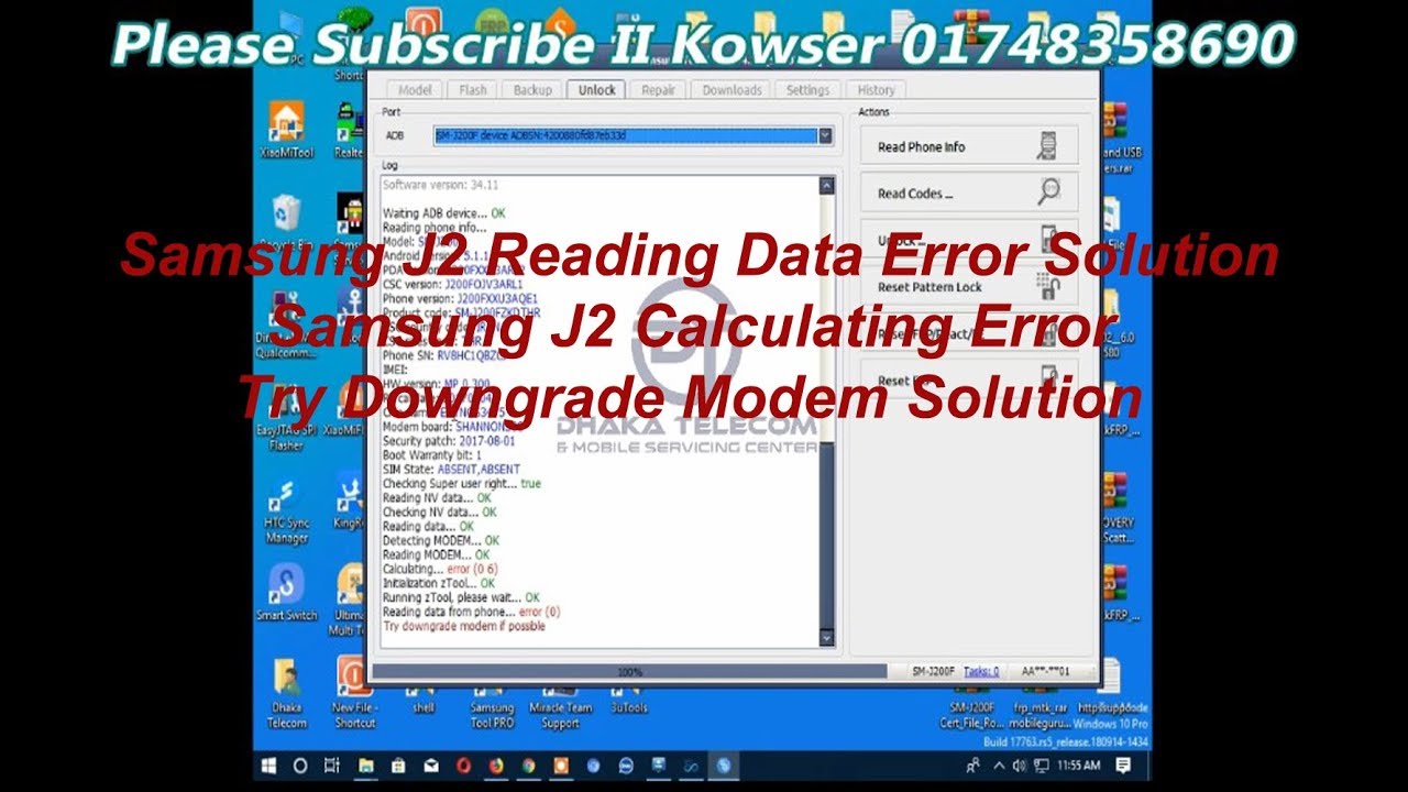 Samsung J2 J200F Reading Data Error Try To Downgrade Modem I J2 ...