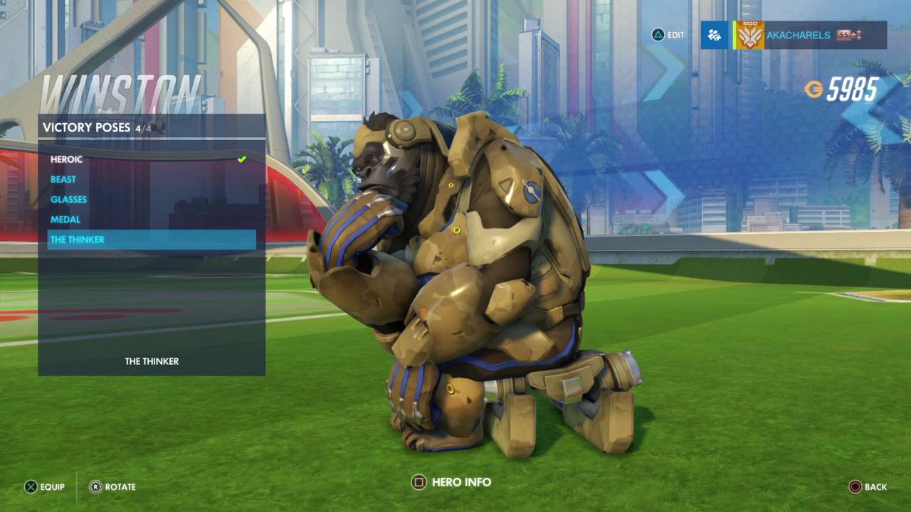 Overwatch: Winston Desert Skin All Emotes, Poses, Intros and Weapons ...