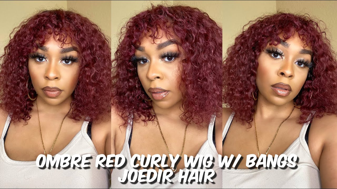 OMBRE RED 12 INCH CURLY HUMAN HAIR WIG | AMAZON JOEDIR HAIR | Lindsay ...