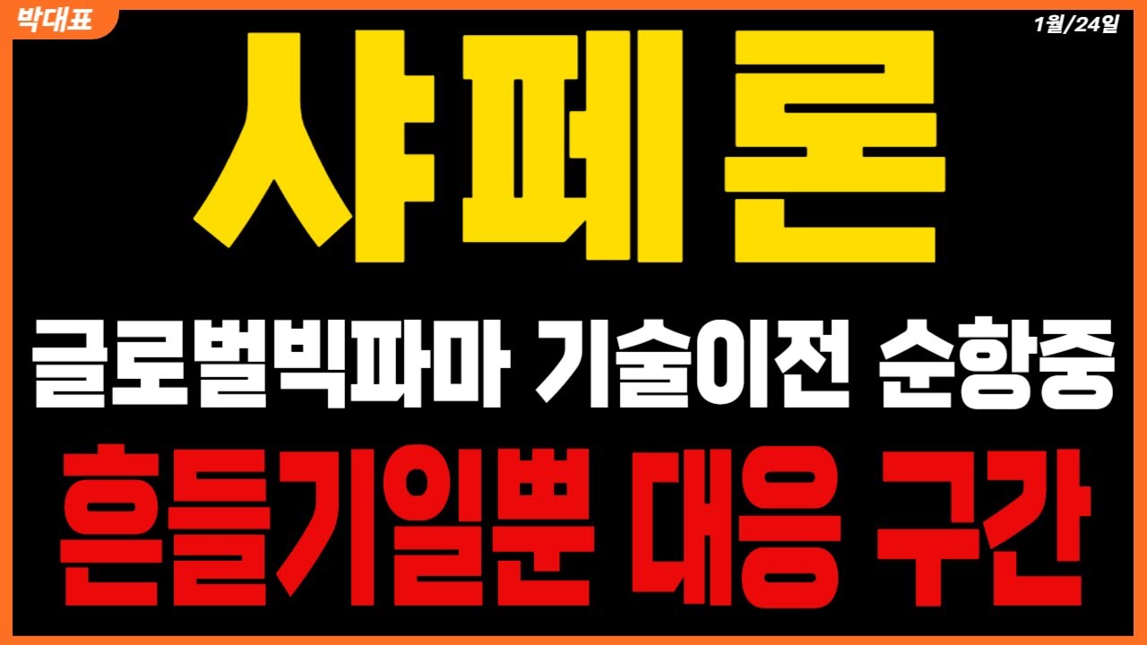 샤페론 주가전망 글로벌빅파마 기술이전 순항중 그런데 주가는 흔들기일뿐 대응구간 확인하세요 샤페론분석 샤페론주가전망