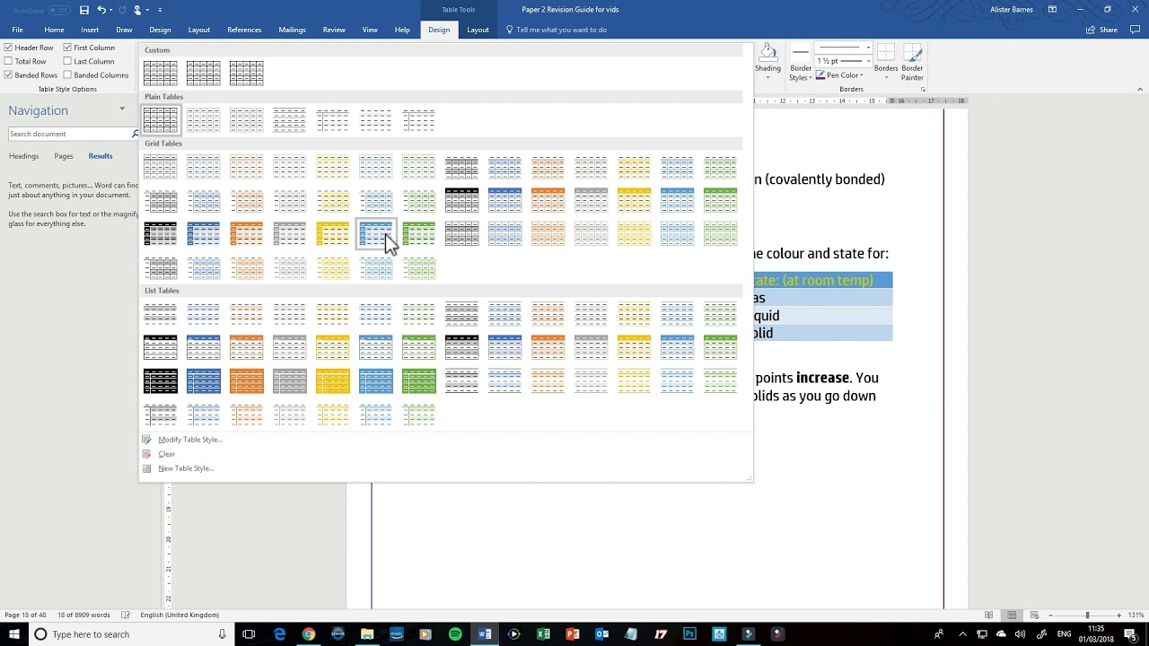 Office 2016 Word #17 How to apply styles to Tables in Word - YouTube