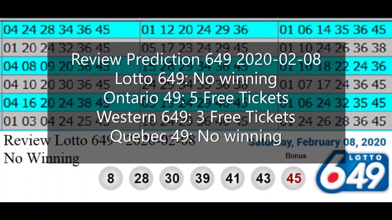 Review Winning Prediction Lotto 6.49 for 2020-02-08 - YouTube