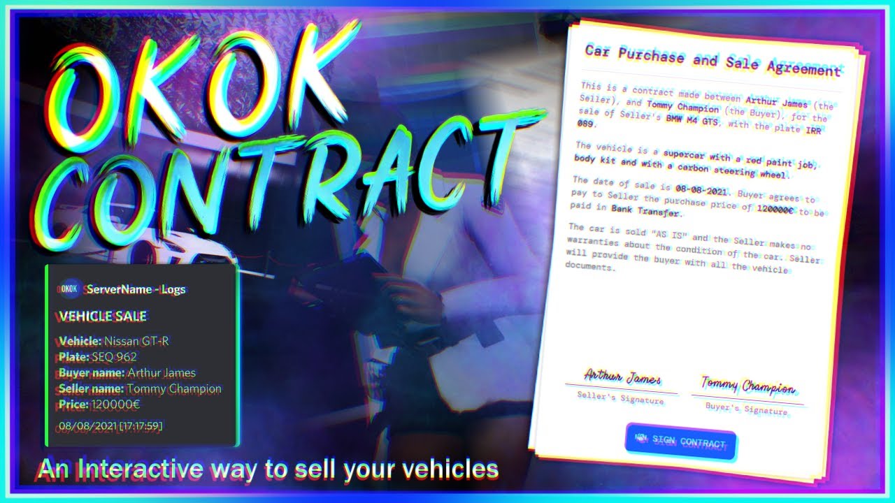 okokContract - Safe & Realistic Vehicle Trade System for FiveM - YouTube