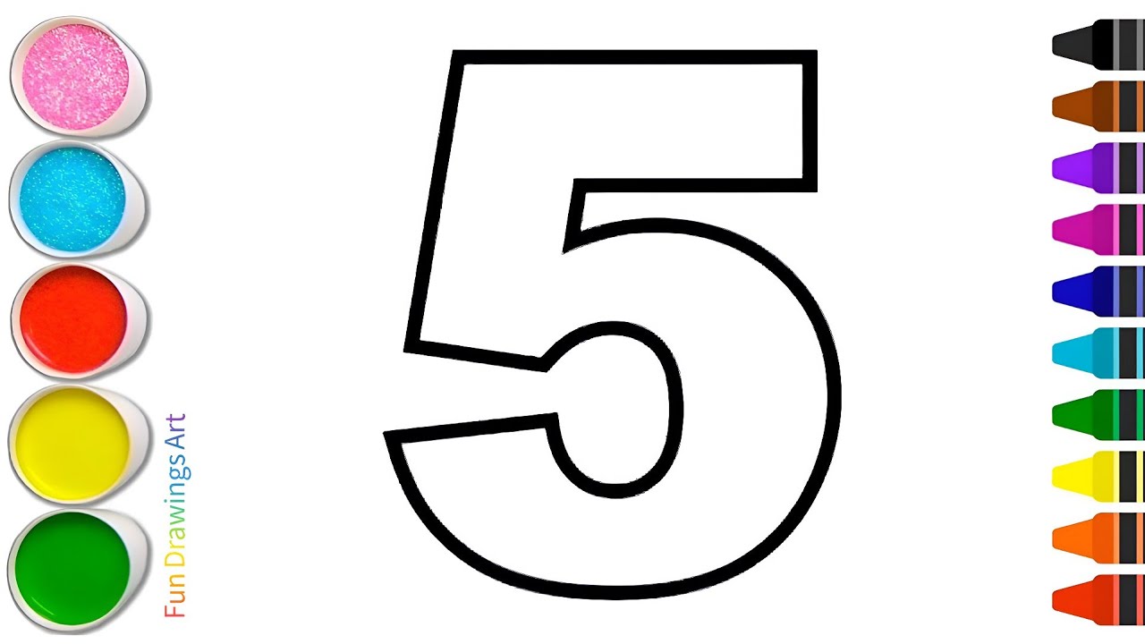Easy Number 5 Drawing 5️⃣🌈 Drawing and Coloring Easy Step by Step ...