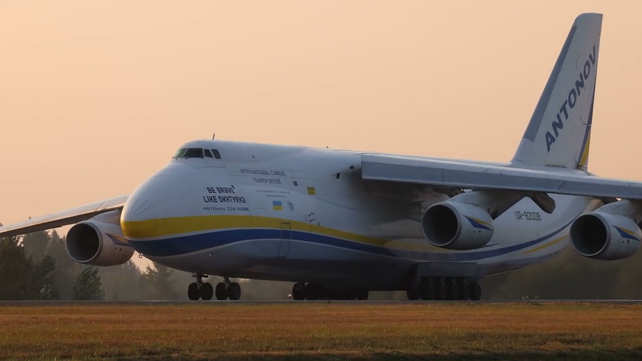 Antonov AN-124 Takeoff From PAE to YYR "Be Brave Like Okhtyrka" - YouTube