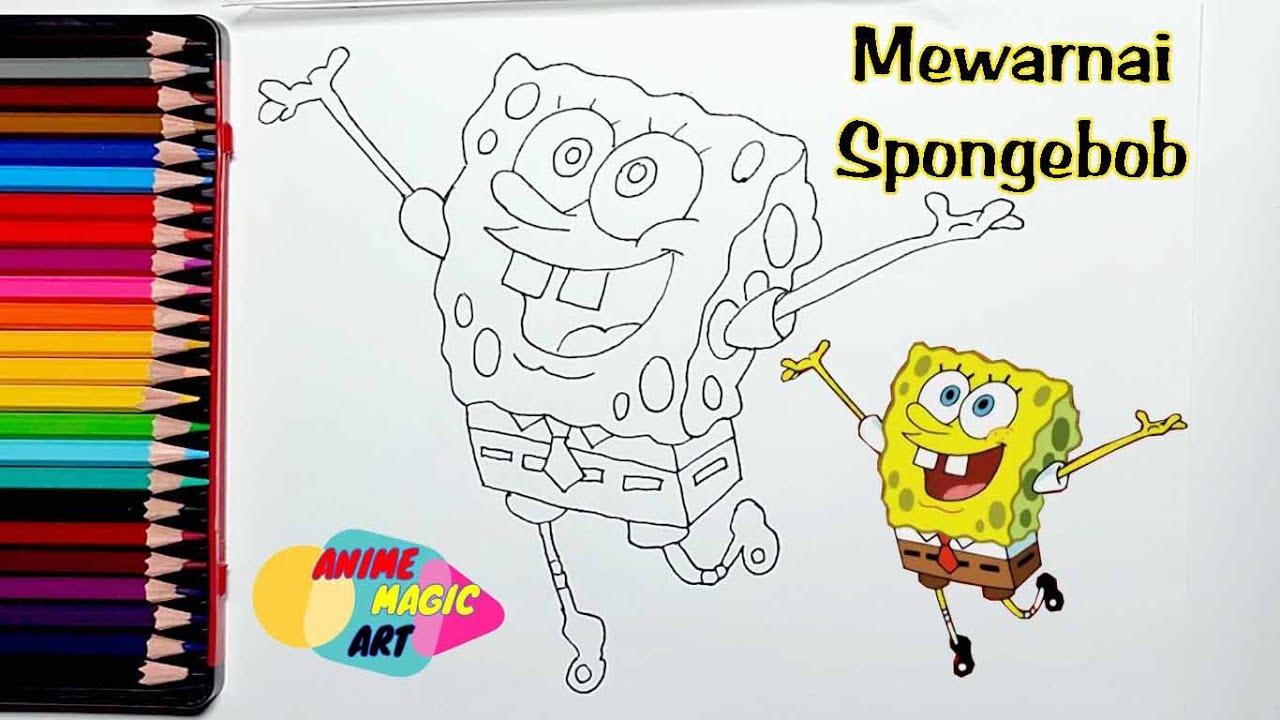 Sketsa Menggambar dan Mewarnai Spongebob dengan Crayon - YouTube