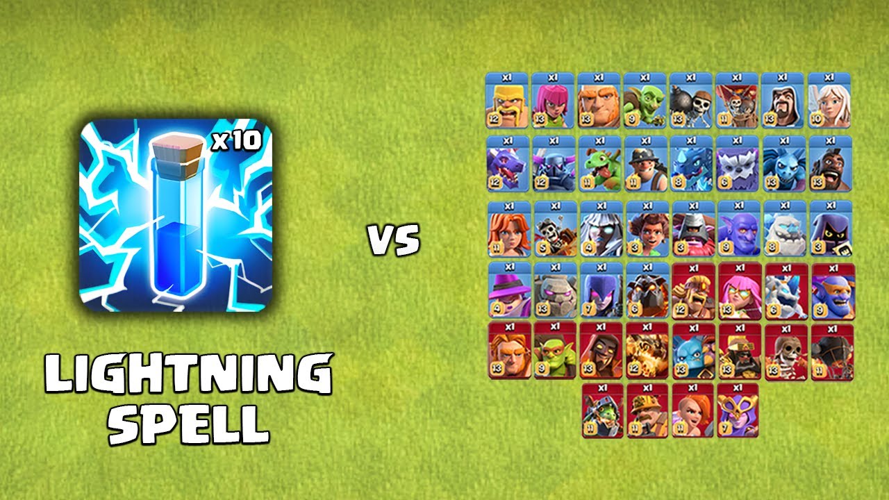 Which Troop Can Survive 10 Max Lightning Spells ? | Clash of Clans ...