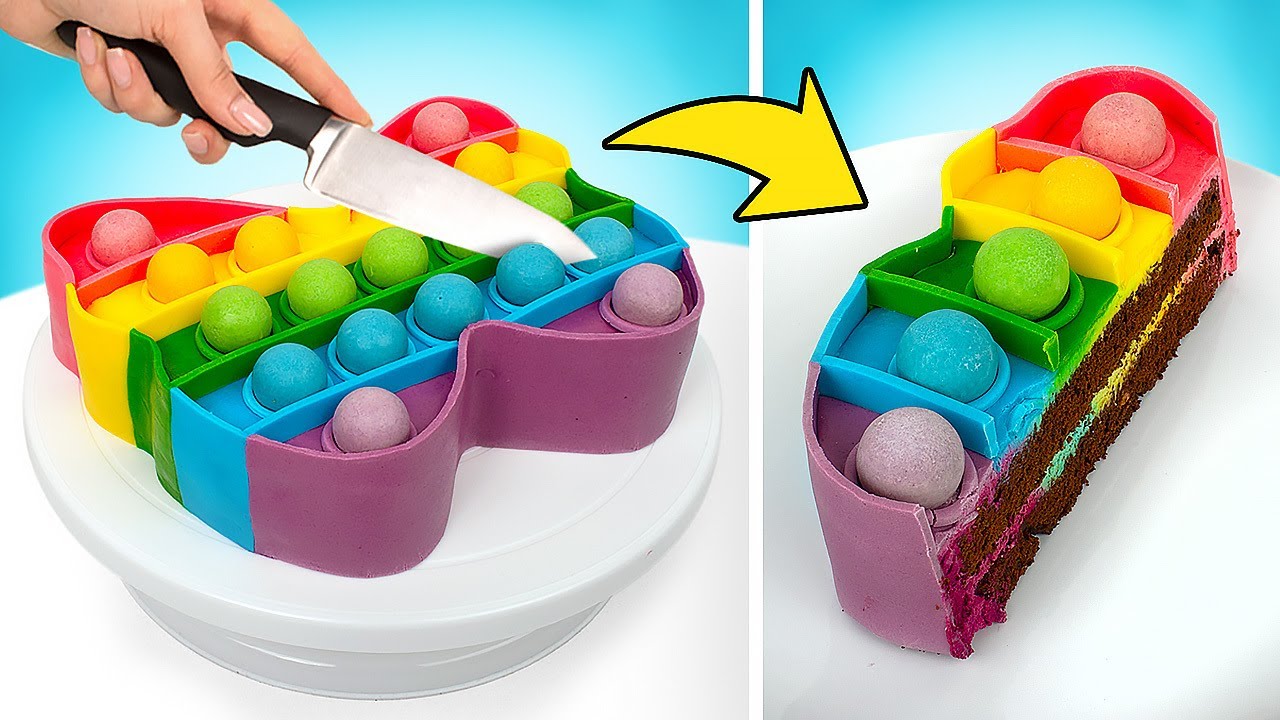 DIY RAINBOW POP IT CAKE - YouTube