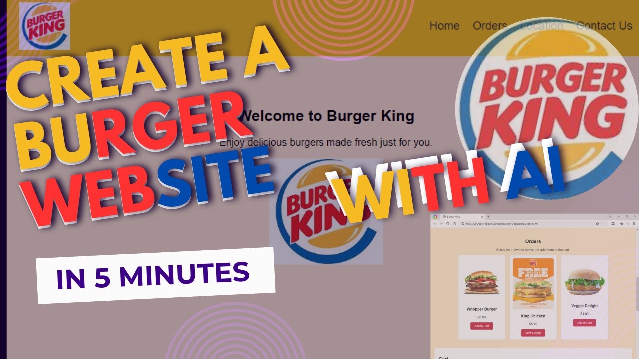 How To Make Burger King Website With Ai ChatGPT - YouTube