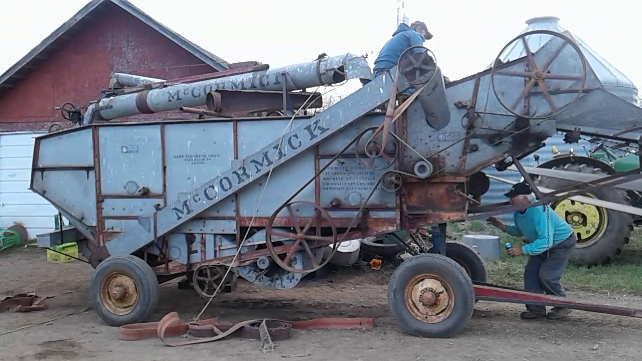 Vintage McCormick Thrashing Machine (1940s) & MH Tractor 33 - YouTube