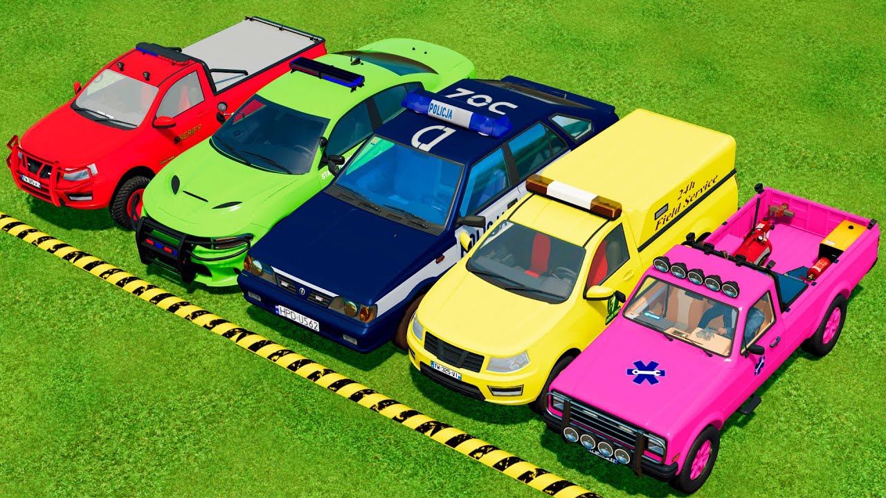 POLICE, LOADER, RESCUE CAR, AMBULANCE EMERGENCY, FIRE DEPARTMENT ...