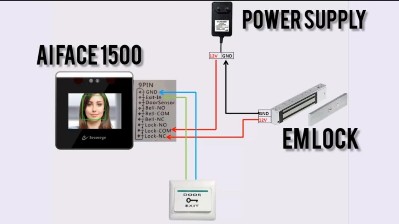 EM Lock 🔒 Connection With Secureye Biometric S-AI Face 1500 - YouTube
