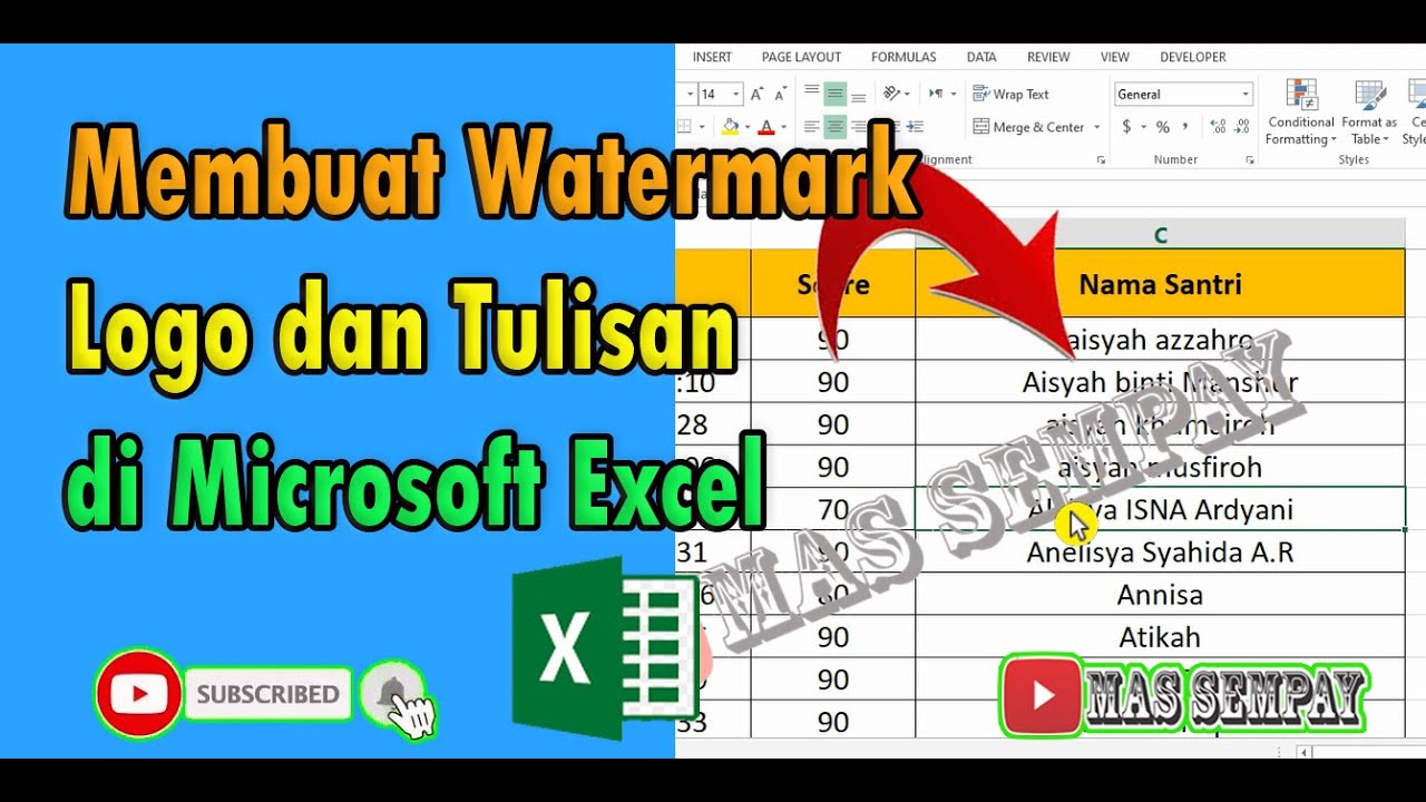 Cara Mudah Membuat Watermark Logo dan Tulisan di Microsoft Excel - YouTube