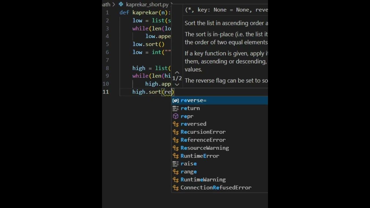 Kaprekars Recursive Algorith In Python Coding Programming Python Maths Shorts Youtube 