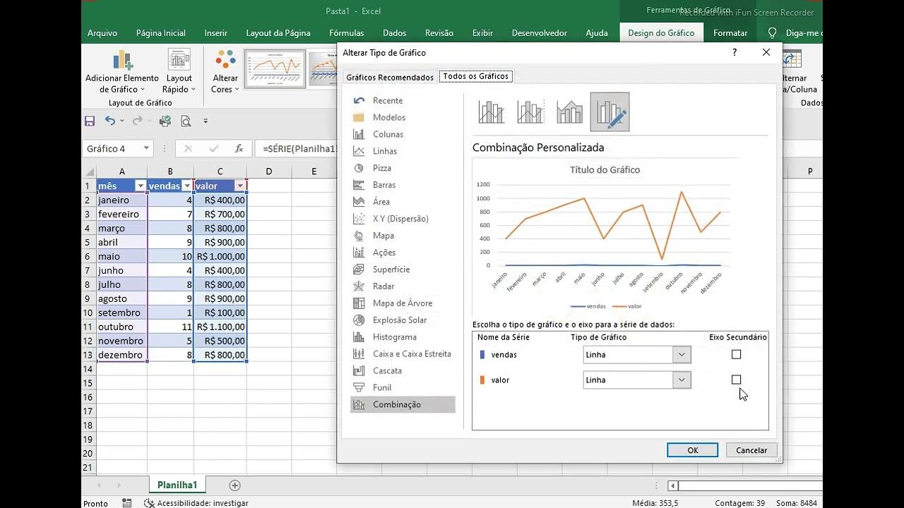 como criar gráficos com 3 variáveis no Excel - YouTube