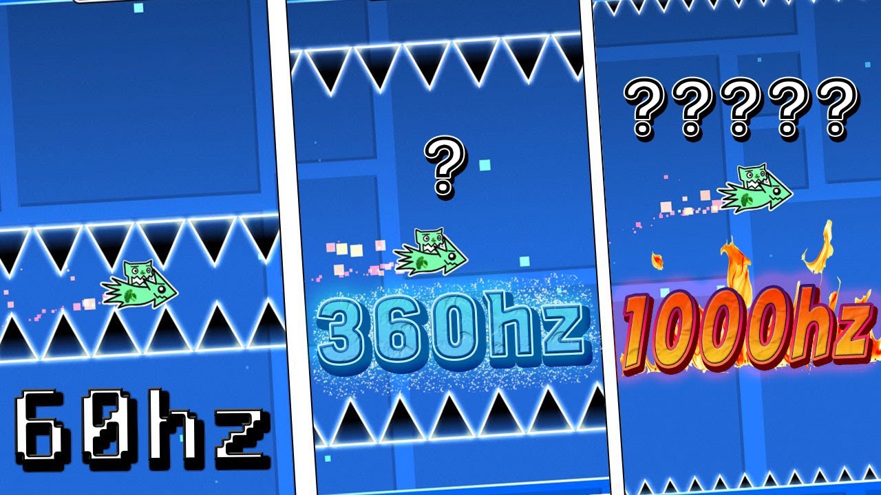 60hz VS 144hz VS 360hz [지오메트리 대쉬] - YouTube